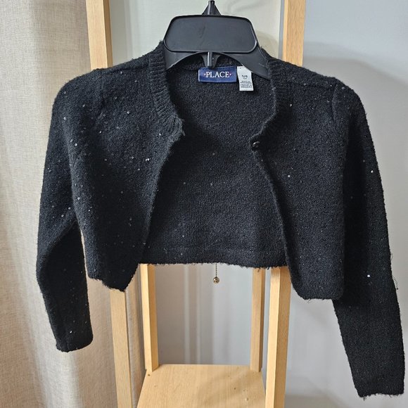 The Children's Place | Shirts & Tops | Black Sequin Bolero Sweater ...